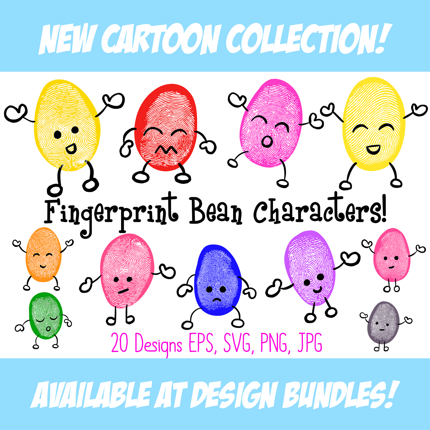 Funny Fingerprint Print Bean Cartoon Characters – SQUEEB CREATIVE