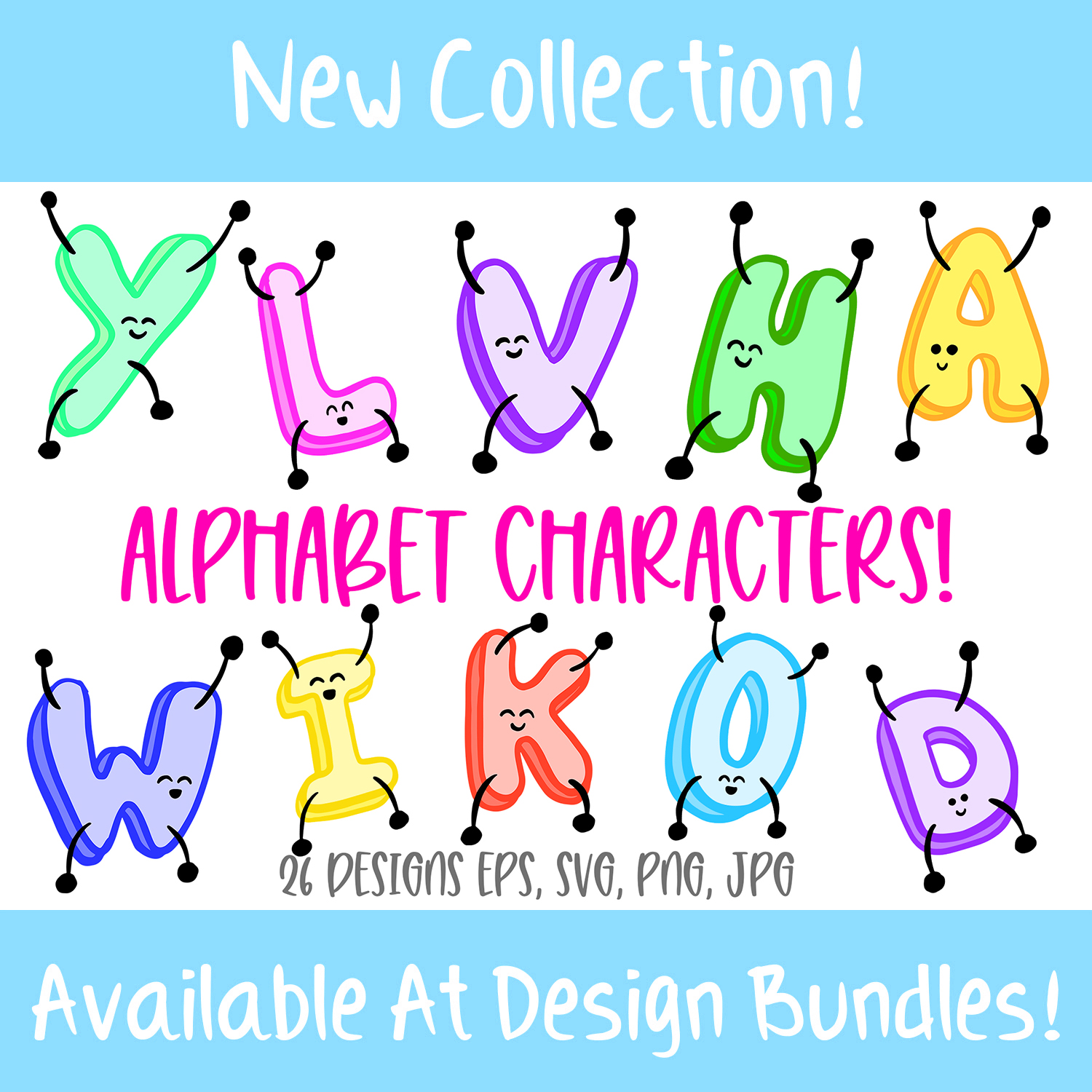 Cartoon Alphabet Characters Illustration Bundle – SQUEEB CREATIVE