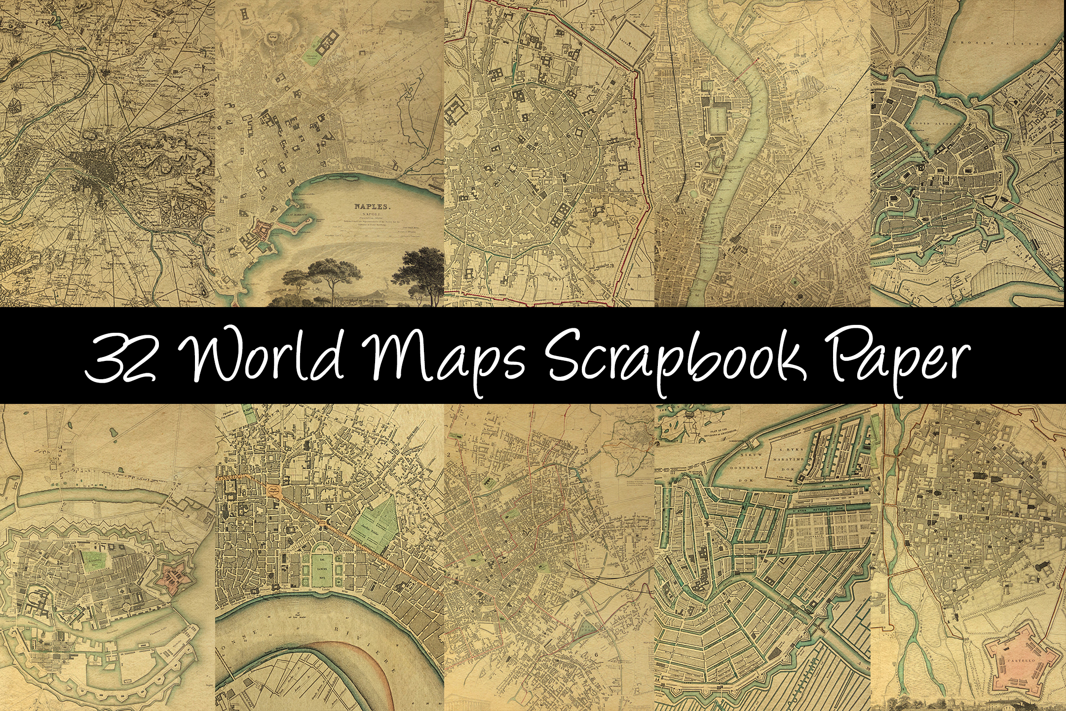 World Maps Scrapbooking Paper Bundles Download – SQUEEB CREATIVE