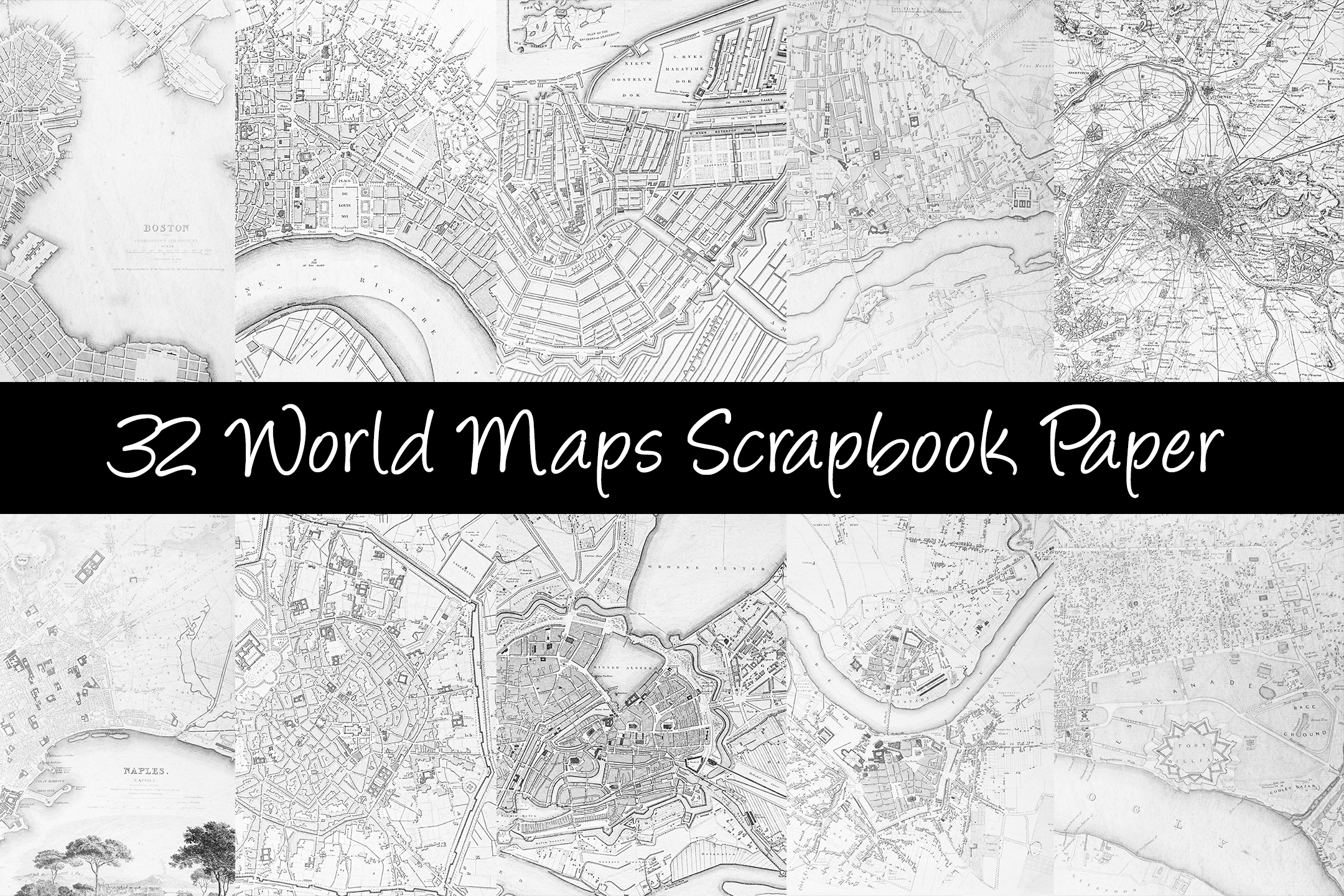 World Maps Scrapbooking Paper Bundles Download – SQUEEB CREATIVE