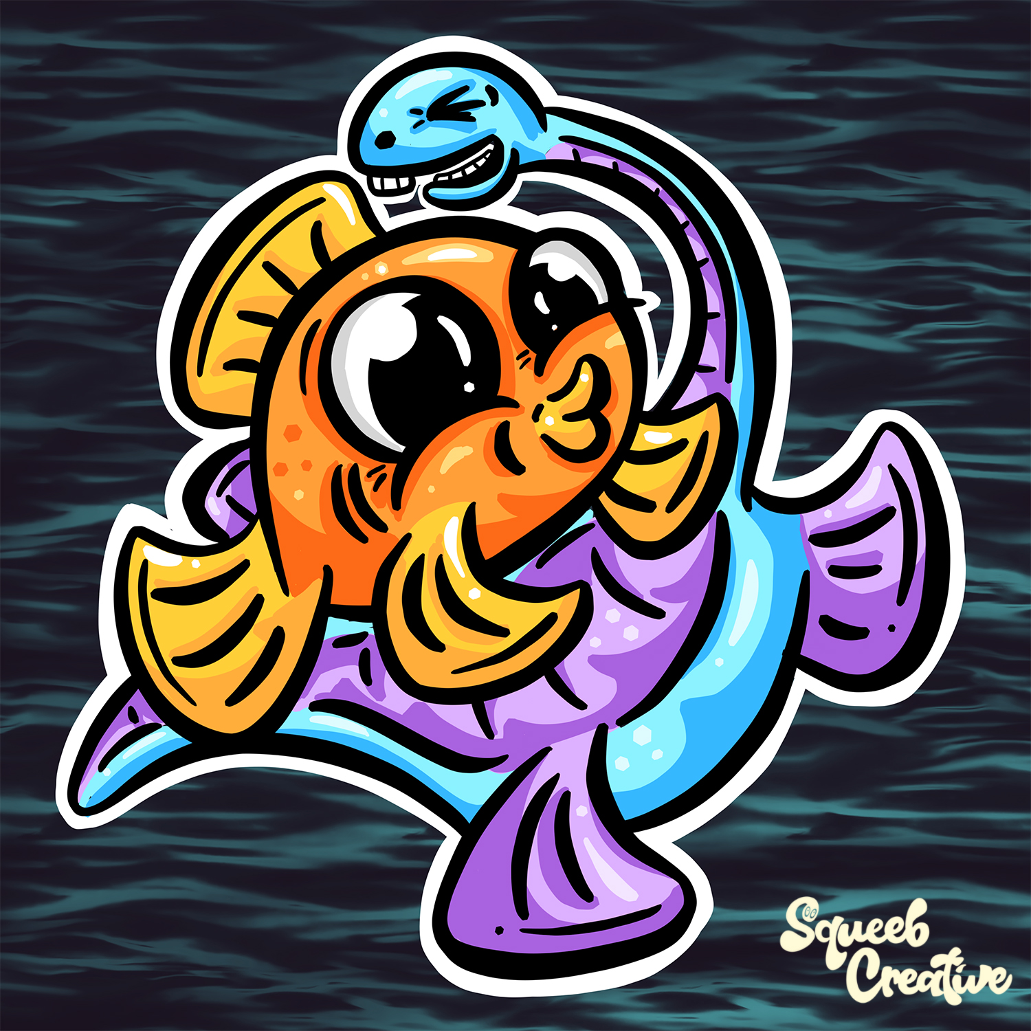 Tickling Fish and Plesiosaur Friends Cartoon – SQUEEB CREATIVE