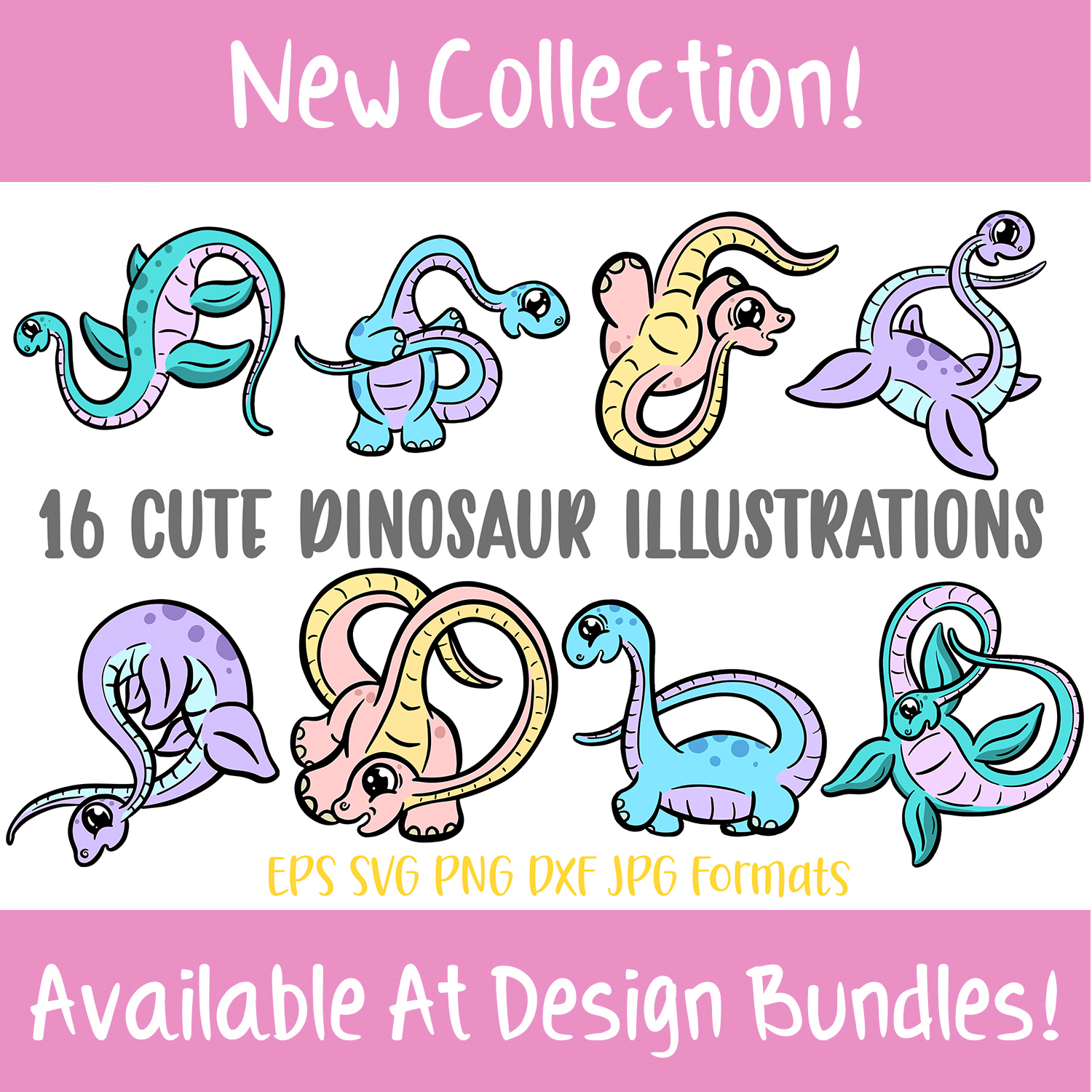 Diplodocus and Plesiosaur Cartoon Dinosaur Collection – SQUEEB CREATIVE