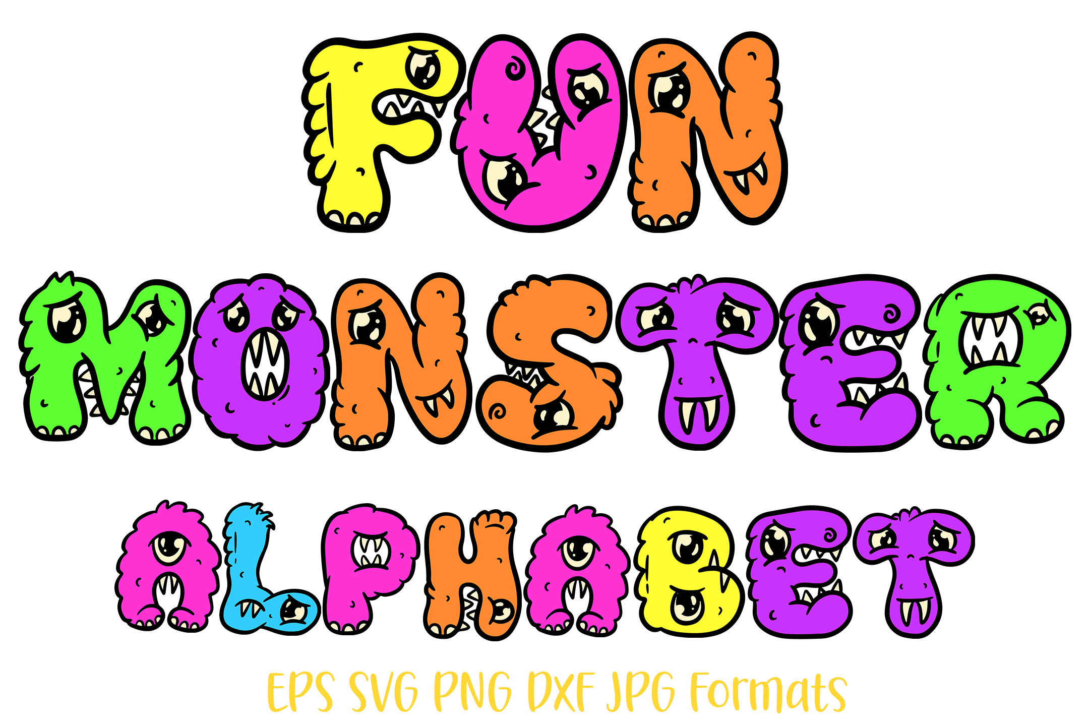 Cartoon Monster Font Alphabet Collection! – SQUEEB CREATIVE