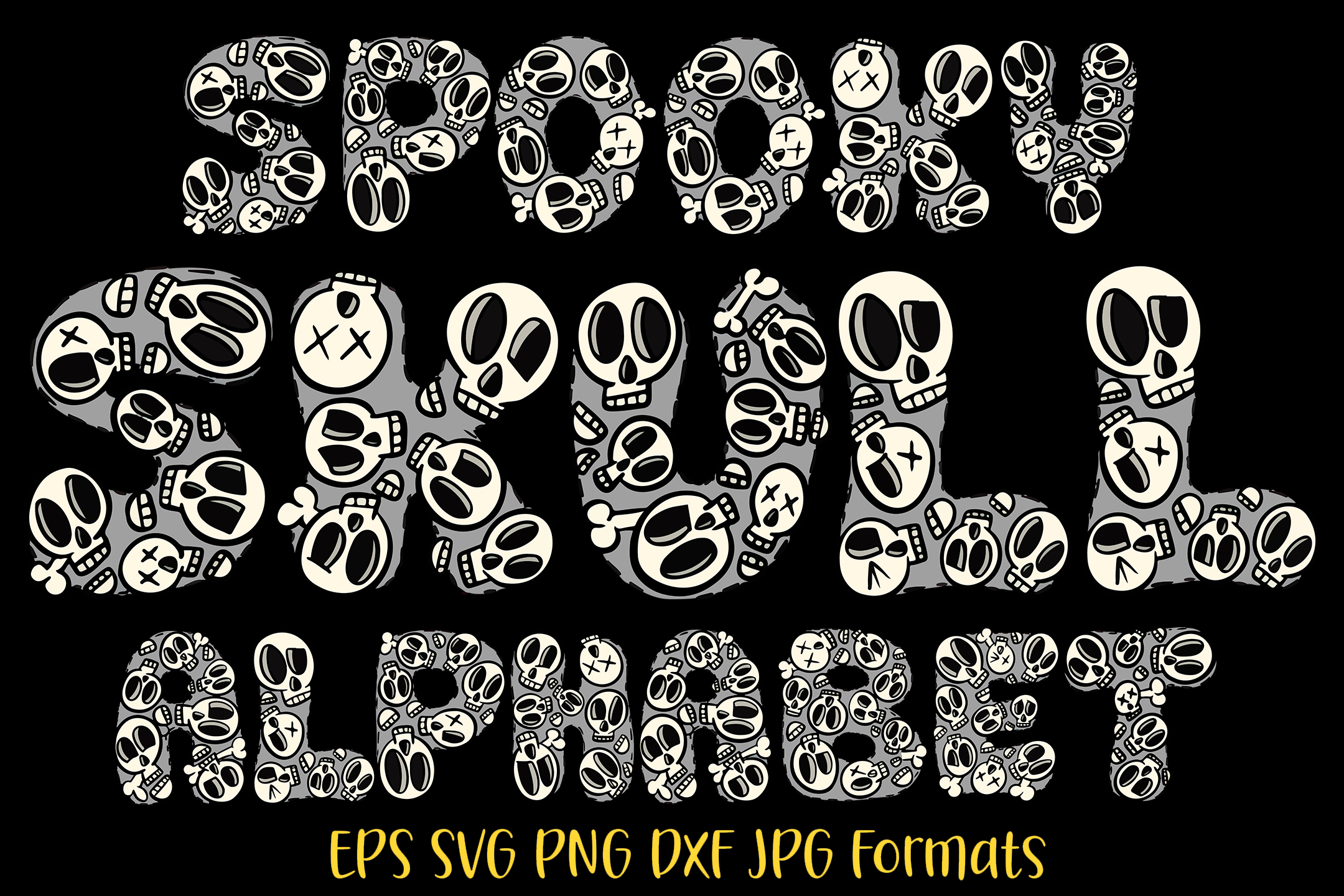 Spooky Skull Font Alphabet Collection for Halloween! – SQUEEB CREATIVE